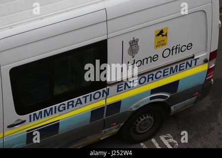 A white Home Office Immigration Enforcement van parked in Bradford West ...