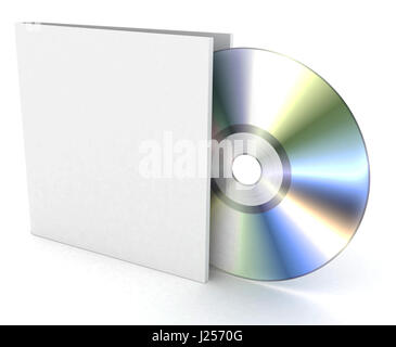 Blank white compact disk isolated and cover mockup, isolated, side view ...