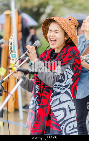 Coast Salish singer songwriter activist Ta'Kaiya Blaney speaks at Earth ...