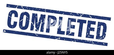 completed blue square grungy vintage isolated stamp Stock Vector Image ...