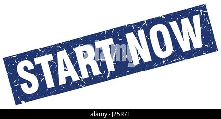 square grunge blue start now stamp Stock Vector Image & Art - Alamy