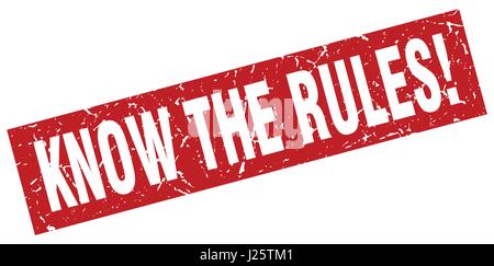 square grunge red know the rules! stamp Stock Vector Image & Art - Alamy