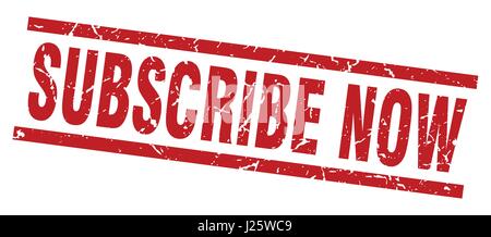 square grunge red subscribe now stamp Stock Vector Image & Art - Alamy