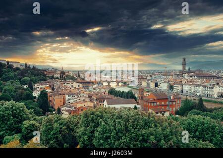 Florence skyline viewed from Piazzale Michelangelo at sunset Stock ...