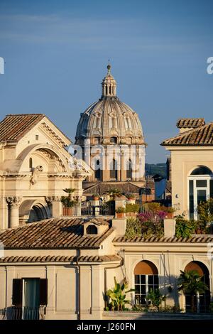 Rooftop view of Rome historical architecture and city skyline. Italy ...