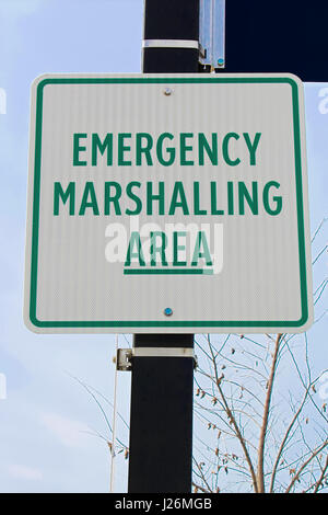 Evacuation assembly area sign Stock Photo - Alamy