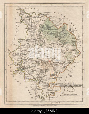 Antique county map of HUNTINGDONSHIRE by JOHN CARY. Fens Moors Yaxley ...
