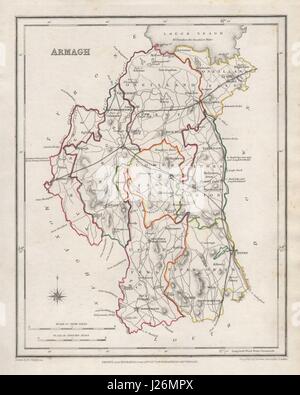 COUNTY ARMAGH. Antique county map. Ulster Portadown N.Ireland ...