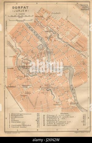 Tartu Plan, Tartu City, Tartu Map, Dorpat Map, Old Dorpat Map, Retro ...