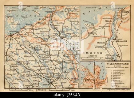 Imatra / Lappeenranta (Villmanstrand). Finland / Russia. BAEDEKER 1914 ...