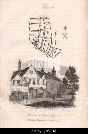 LONDON: Furnivals Inn, Holborn, antique print 1828 Stock Photo - Alamy