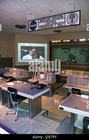 The Mercury Mission Control facility displayed at the Visitor Complex ...