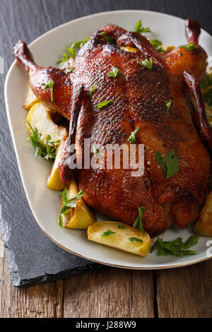 Roast duck with orange and apples stuffed with dried fruit Stock Photo ...