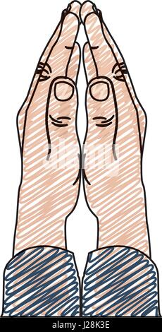 color pencil drawing of hands in position of pray in side view Stock ...