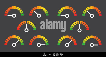 Meter signs infographic gauge element from red to green and green to ...
