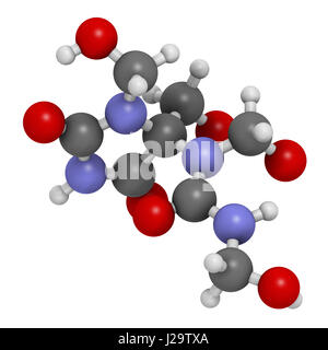 Diazolidinyl urea antimicrobial preservative molecule (formaldehyde ...