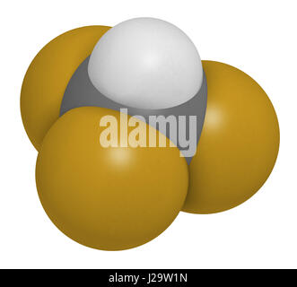 Fluoroform greenhouse gas, molecular model. Atoms are represented as ...