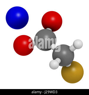 Sodium fluoroacetate pesticide (1080), chemical structure. 3D rendering ...