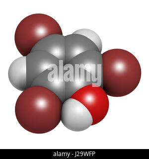 Tribromophenol (TBP, 2,4,6-Tribromophenol) molecule. Used as fungicide ...