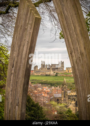An aerial view of the ruined Whitby Abbey, North Yorkshire Stock Photo ...
