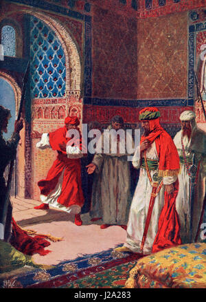 The Last Council of Boabdil at the Alhambra 1492 - Painting by J. H ...