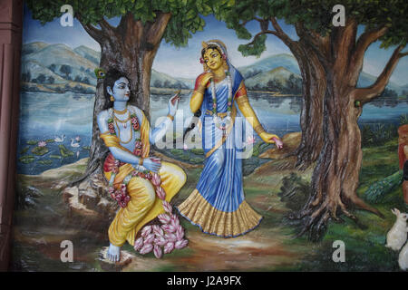 Religious painting at ISKCON : Krishna and Radha Stock Photo - Alamy