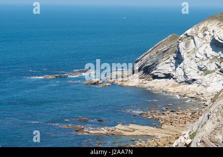 elevated view of the beach Barrika in Biscay, Basque Country, Spain ...