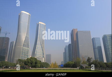 Jiangjin road business district cityscape in Hangzhou China Stock Photo ...