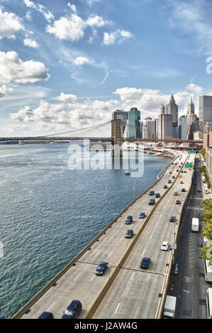 Brooklyn Bridge at sunny day - HDR image Stock Photo - Alamy