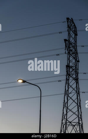 street lighting and and electric cables Stock Photo - Alamy