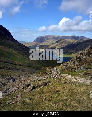 High Crag and Scarth Gap Pass below Haystacks with distant Buttermere ...