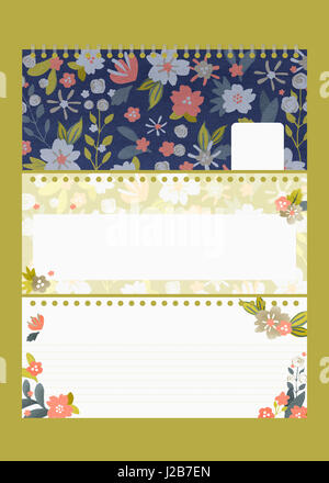 Diary design with flower patterns Stock Photo - Alamy
