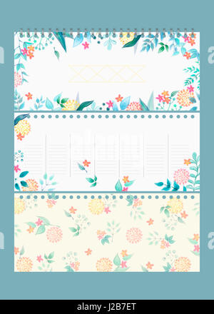 Diary design with flower patterns Stock Photo - Alamy