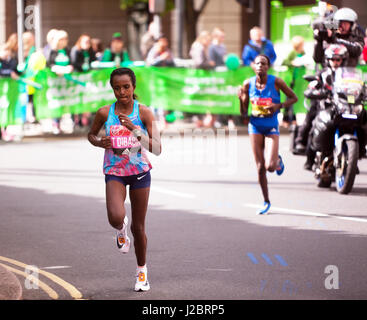 World champion Ethiopian long-distance runner Meseret Defar, sits on ...