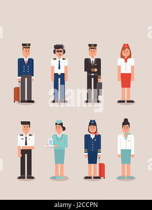 Icons of pilots and flight attendants Stock Photo - Alamy