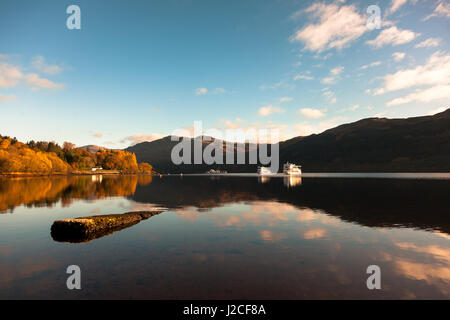 Mirror calm reflections on Loch Damh on the Lochcarron Estate in Stock ...