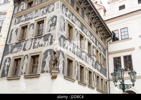 The House “At the minute” with Sgraffito Art, Old Town Square Stock ...