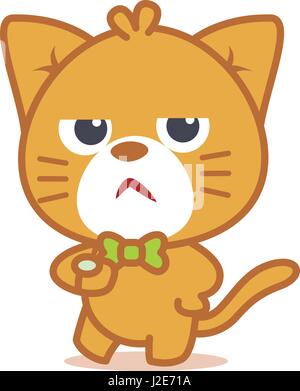 Angry cartoon orange cat. Vector illustration. Cute crazy animal ...