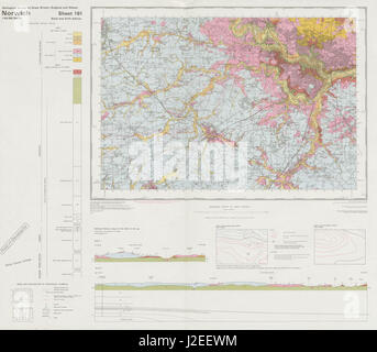 Norwich. Vintage geological survey map. Sheet 161. Norfolk Wymondham ...