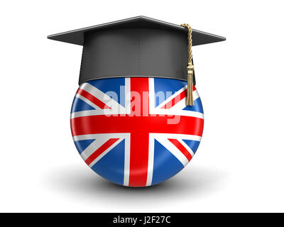 Graduation cap and UK flag. Image with clipping path Stock Photo - Alamy