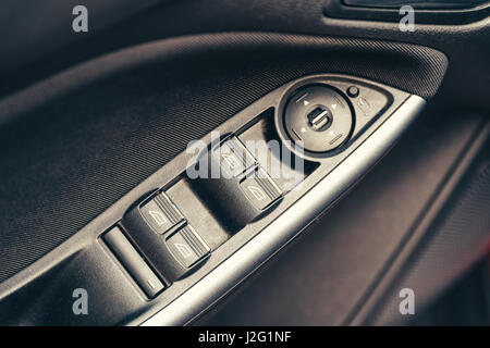 Car window control panel. Automatic power window up and down button ...