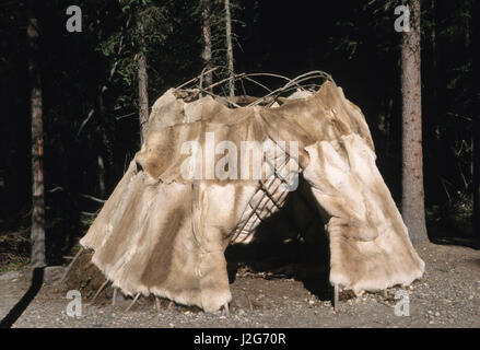 Traditional Athabaskan Indian village used as a fishing and hunting ...