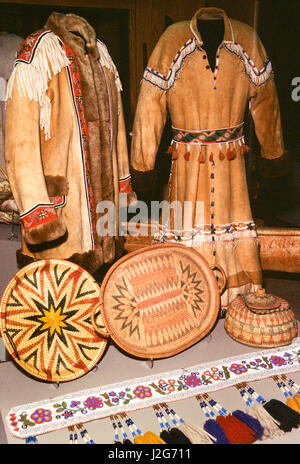Traditional Athabaskan clothing made from moose hide and decorated with ...
