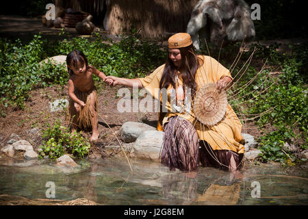 California Mission Native American family dressed in traditional ...