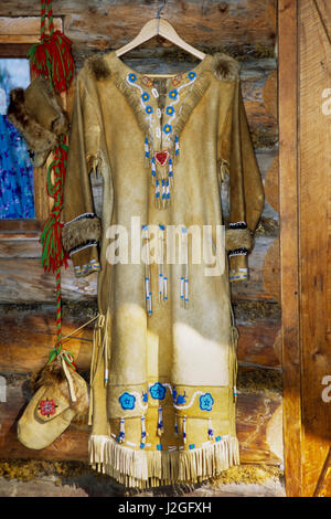 Traditional Athabaskan clothing made from moose hide and decorated with ...