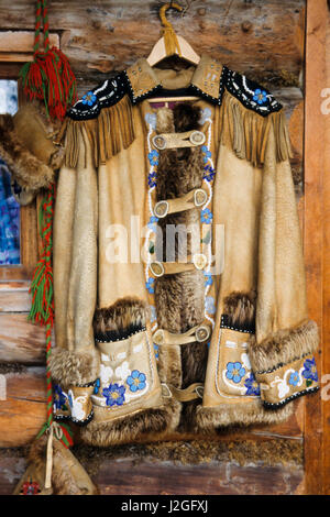 Traditional Athabaskan clothing made from moose hide and decorated with ...