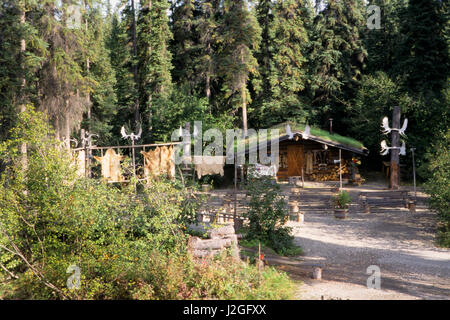 Traditional Athabascan shelter, Chena Indian Village Alaska Stock Photo ...