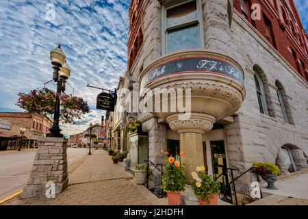 Historic district of downtown Manistee, Michigan, USA (Large format ...