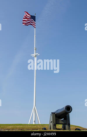 USA flag at Fort Macon State Park, Atlantic Beach, North Carolina, USA ...