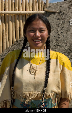 Dressed in traditional dress of the Mandan Indians and Sacajawea ...